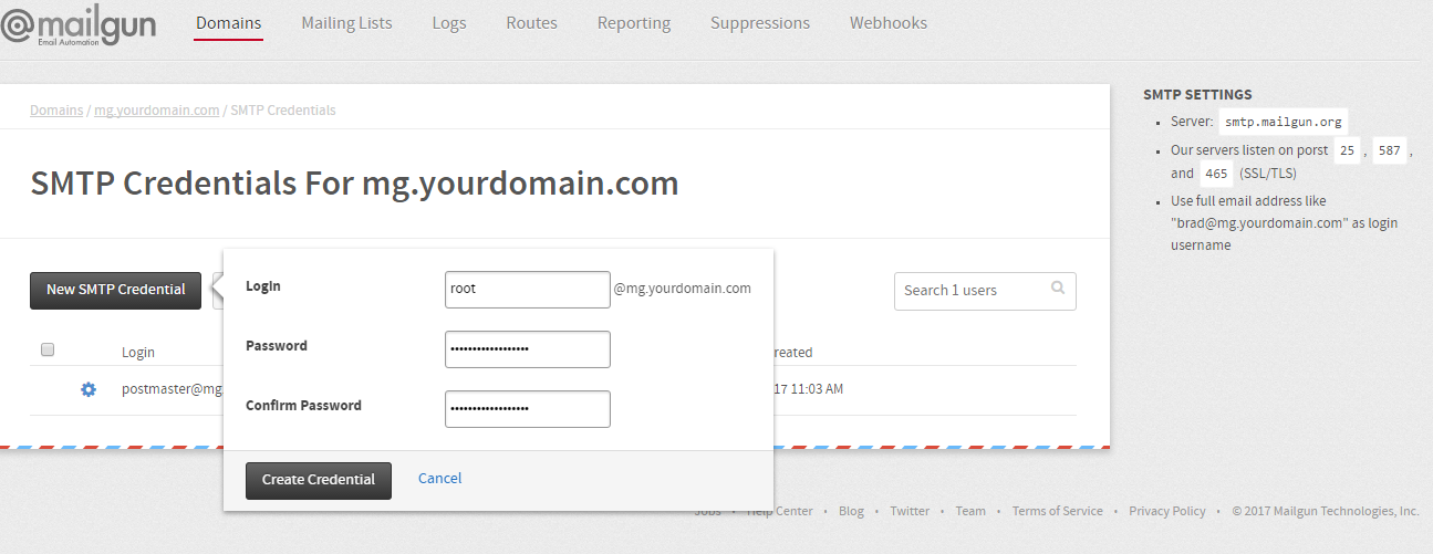 Create Mailgun Smtp Credentials Dracula Servers Tutorials