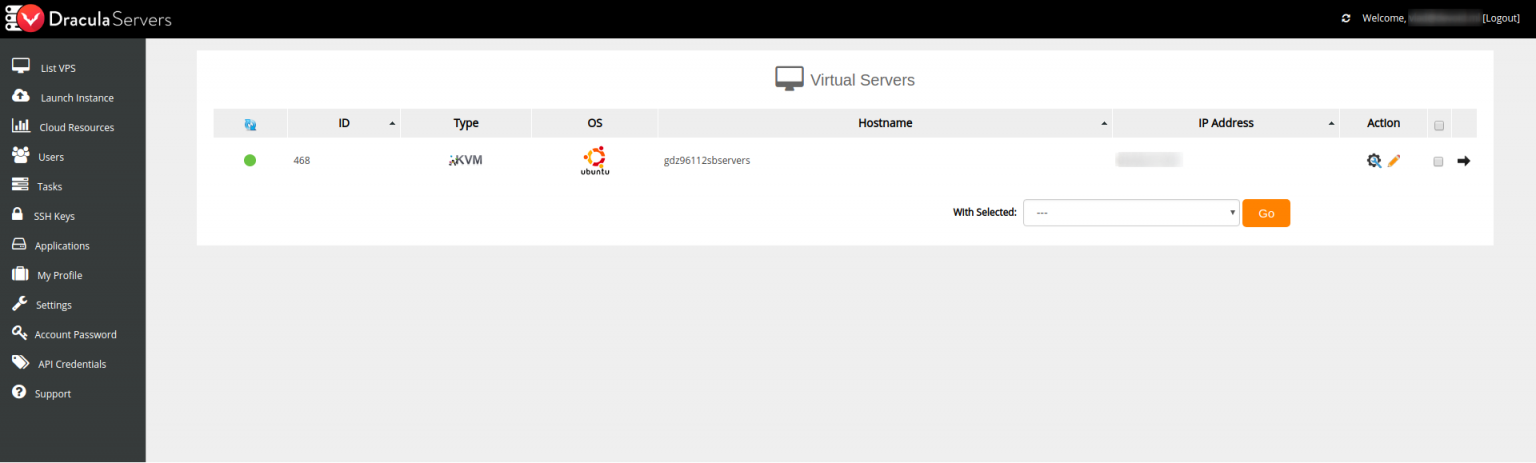 Virtualizor First Page - Dracula Servers Tutorials