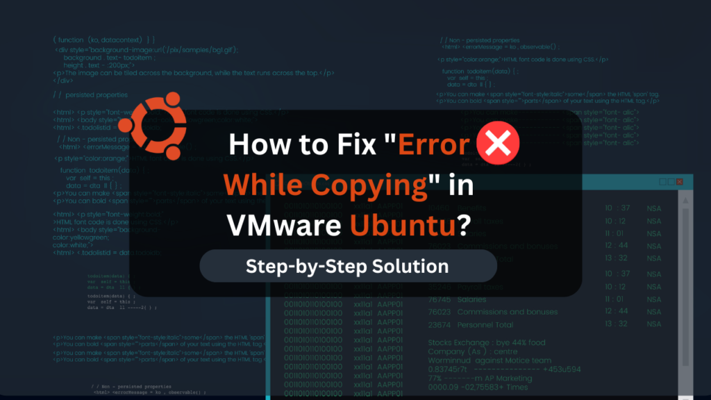 How To Fix Error While Copying In Vmware Ubuntu Dracula Servers Tutorials