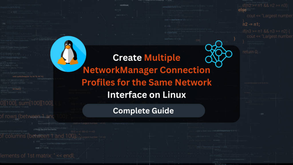 Create Multiple Networkmanager Connection Profiles For The Same Network Interface On Linux